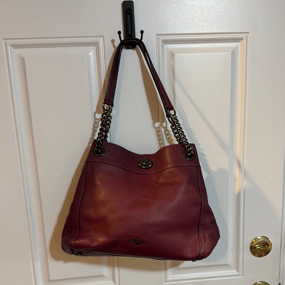 Coach | Bags | Coach Shoulder Bag In Raspberry With Gunmetal Details ...